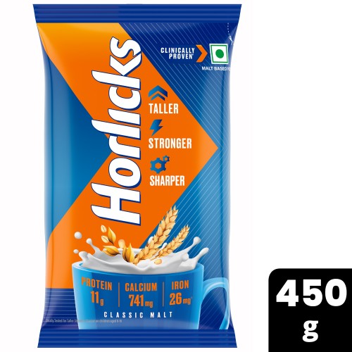 Horlicks Plain Malt Drink Pouch 500 g – Starquik